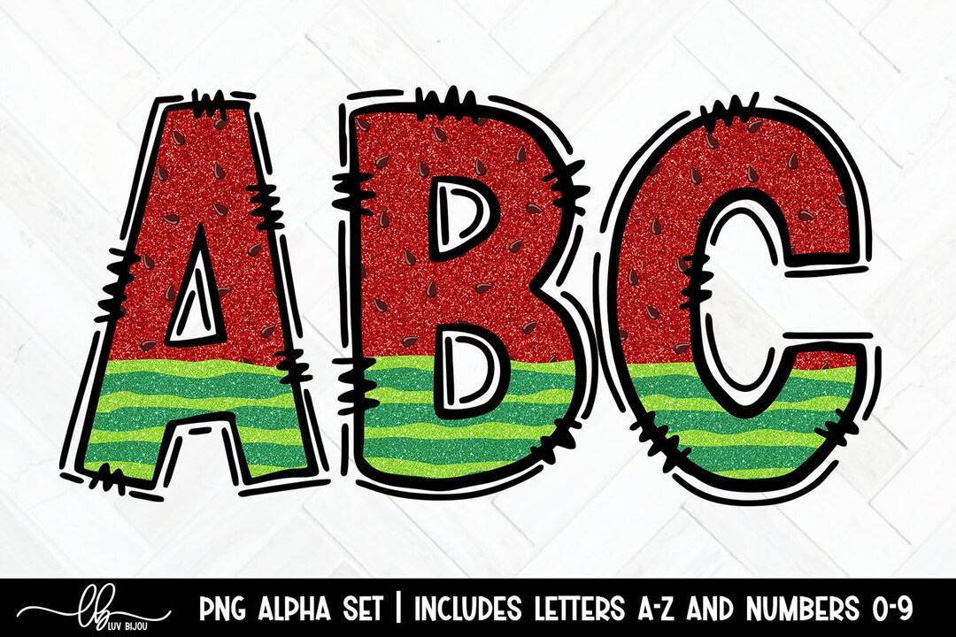 Watermelon Alpha Doodle, Fruit Doodle, Png Letters, Fruit Alphabet ...