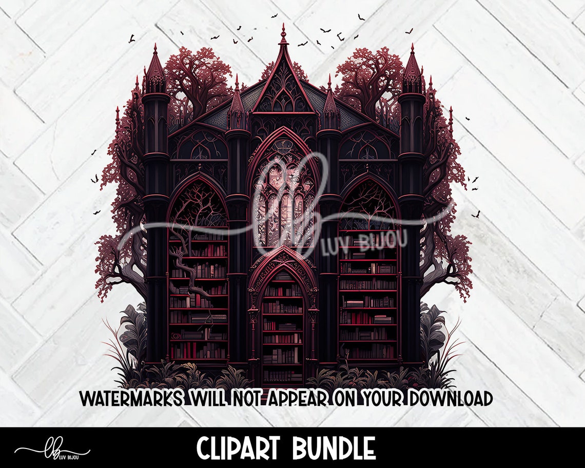 Gothic Library Clipart Dark Academia PNG Images Beautiful - Etsy