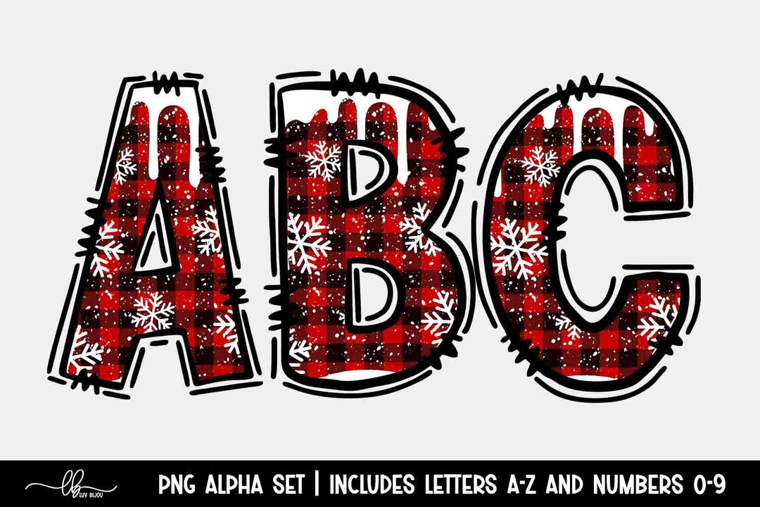 Christmas Doodle Letters, Winter Snowflake PNG Letters, Sublimation ...