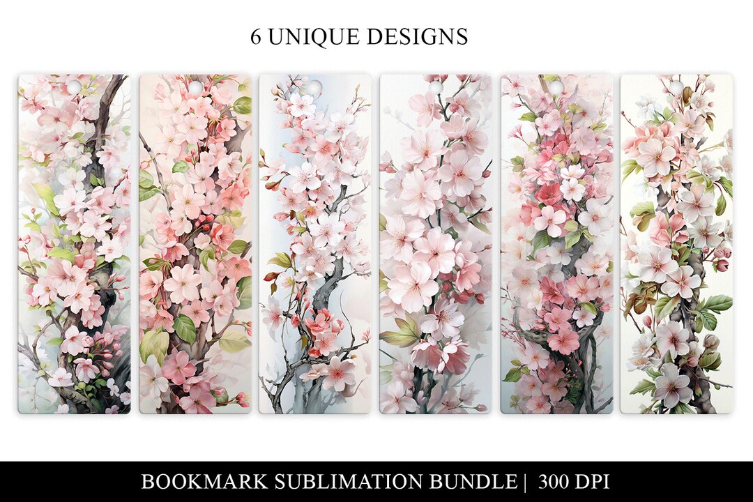 Cherry Blossom Bookmark Printable, Sakura Sublimation Files, Watercolor ...