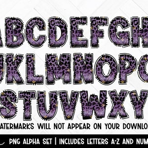 Leopard Print Purple Doodle Font: PNG Alphabet (digital Download) - Etsy