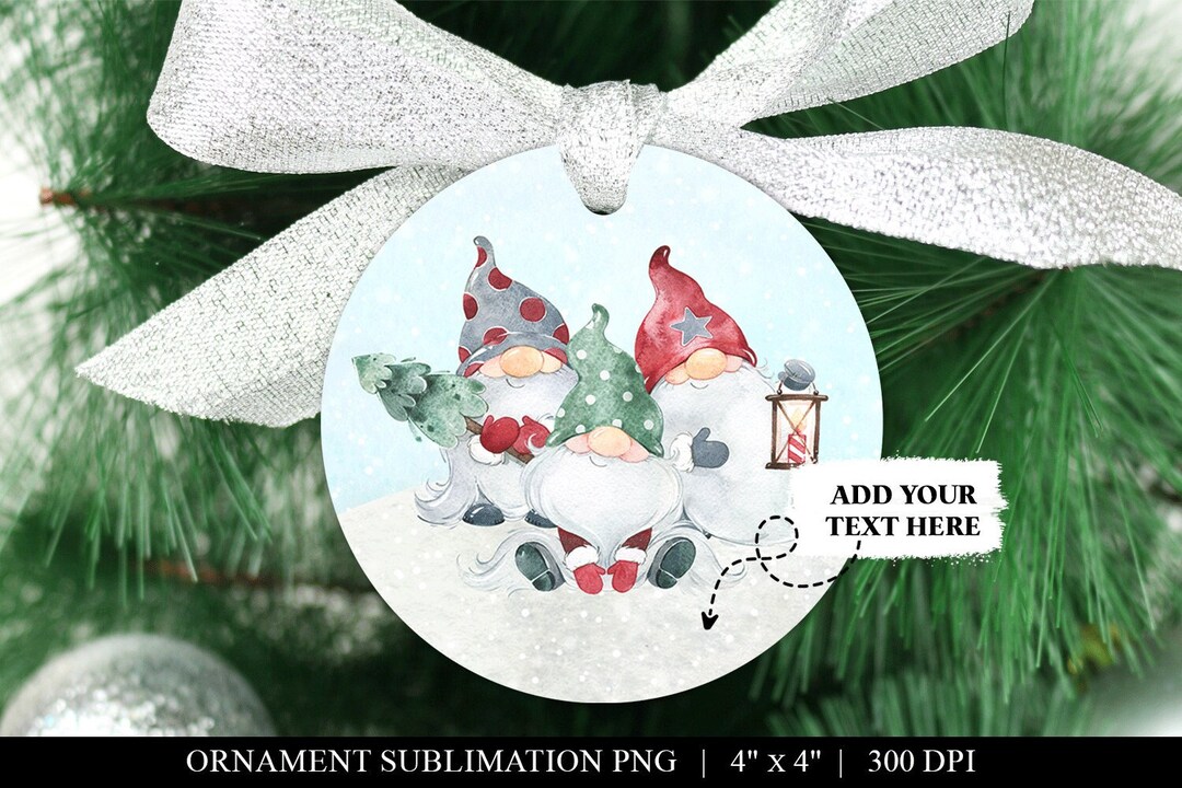 Christmas Gnome Round Ornament PNG Cute Tree Ornament PNG - Etsy