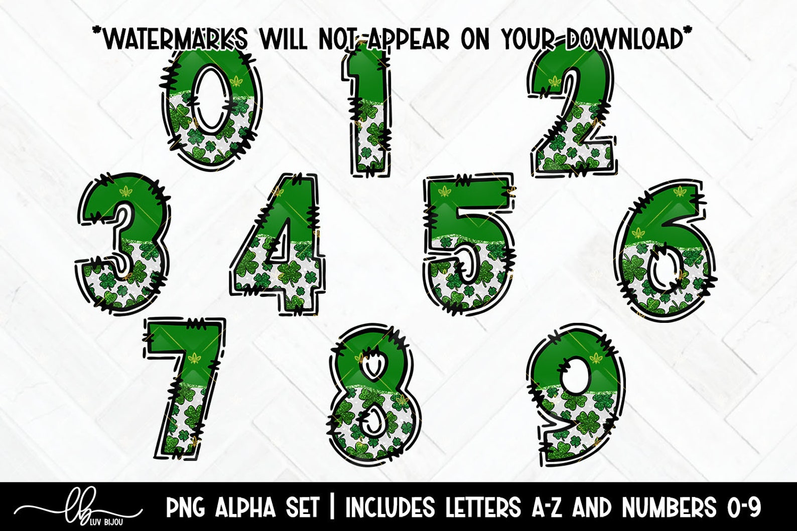 Shamrock Alphabet Clip Art: St Patrick's Day Letters & Numbers (digital ...