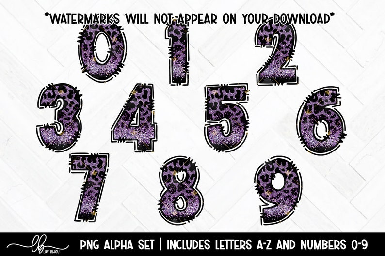 Leopard Print Purple Doodle Font: PNG Alphabet (digital Download) - Etsy