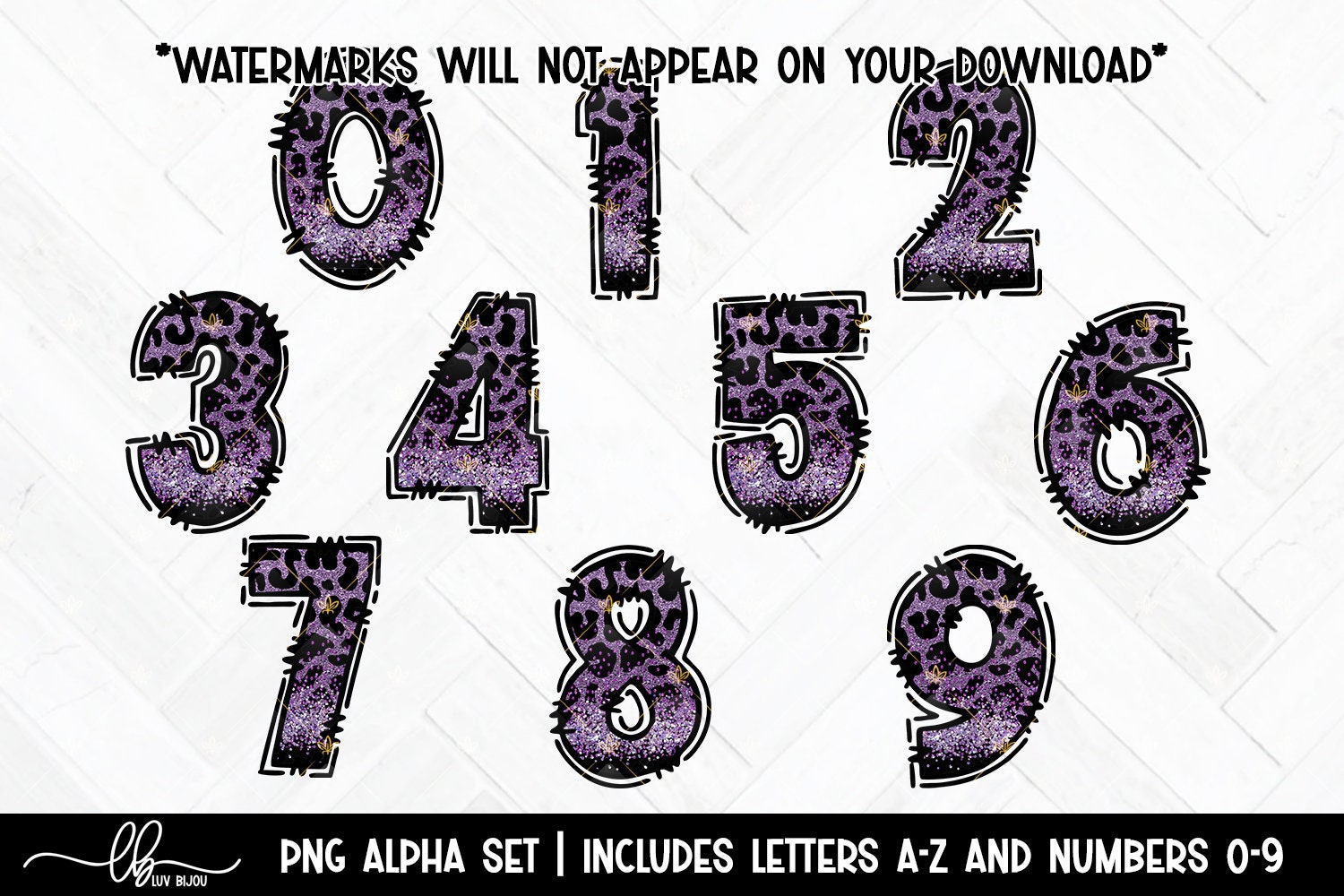 Leopard Print Purple Doodle Font: PNG Alphabet (digital Download) - Etsy