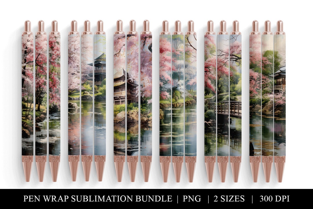 Sakura Pen Wrap Sublimation Designs, Cherry Blossom Pencil Sublimation ...