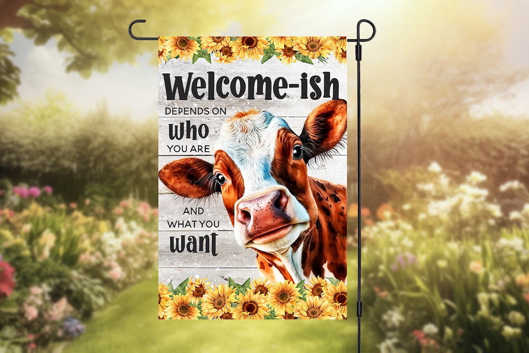Funny Cow & Sunflower Garden Flag Design (digital Download) - Etsy
