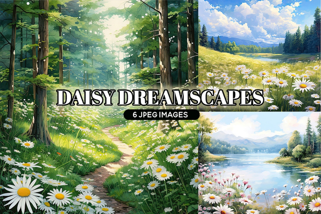 Daisy Background Papers Floral Digital Paper Watercolor - Etsy