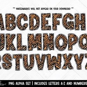 Tiger Sublimation Alphabet Png, Entire Uppercase Doodle Alphabet ...