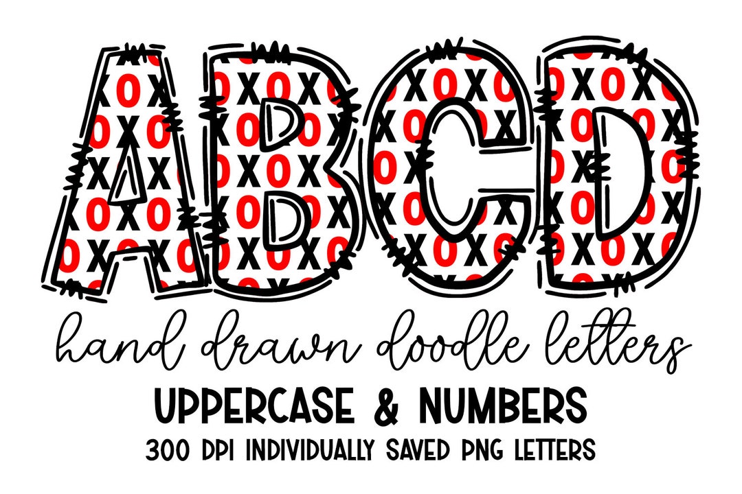Hand Drawn Alphabet Clipart, Doodle ABC Letters & Numbers, Digital ...