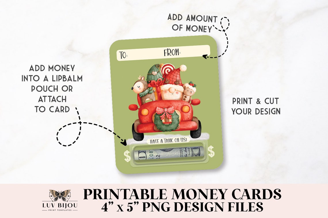 Printable Christmas Gas Money Cards Money Card PNG Bundle - Etsy