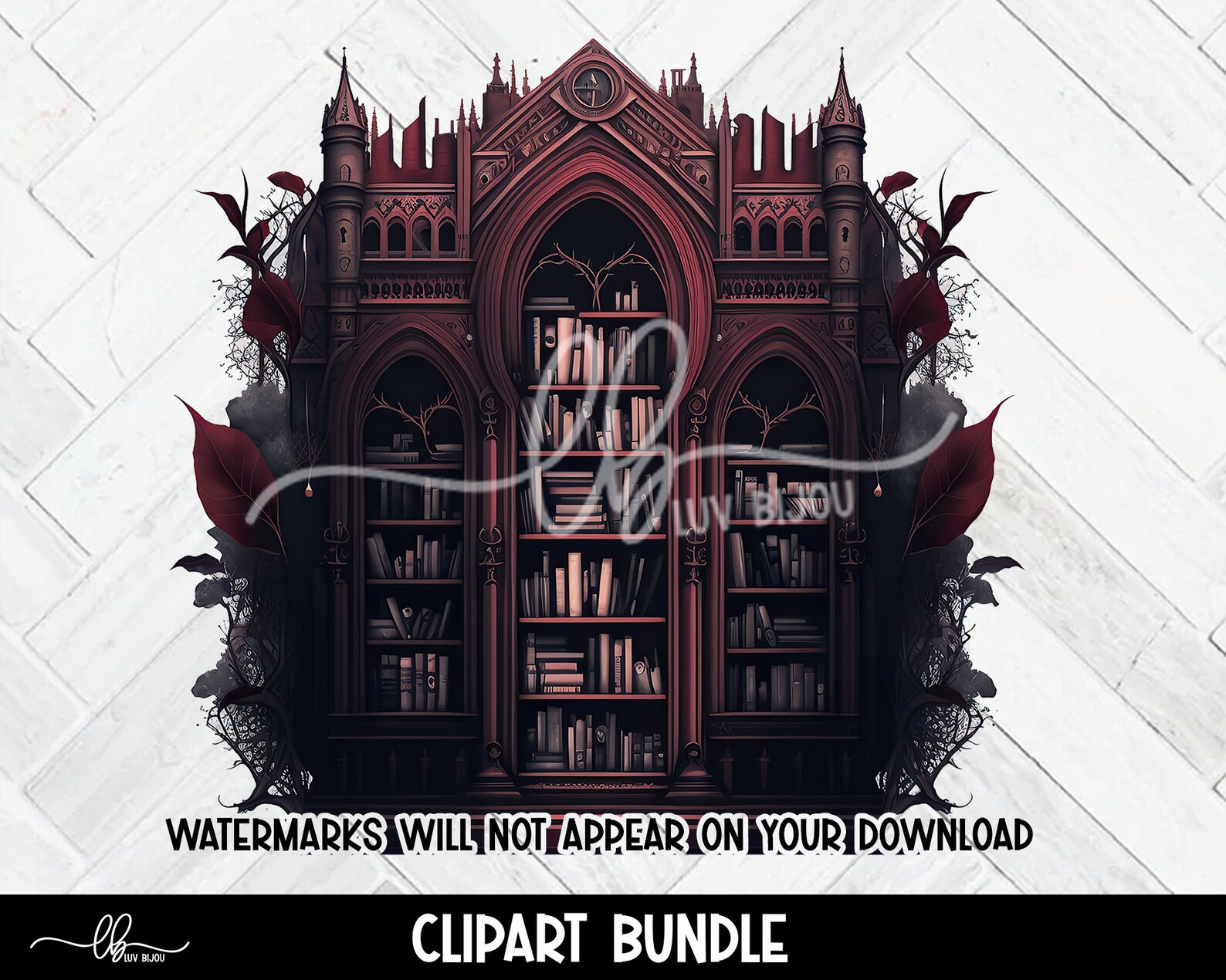 Gothic Library Clipart Dark Academia PNG Images Beautiful - Etsy