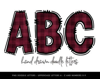 Tartan Plaid Embroidered Clipart Letters PNG Font Digital Download ...