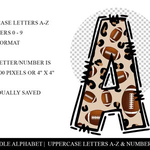 Leopard Football Alphabet PNG: Hand Drawn Doodle Letters (digital ...