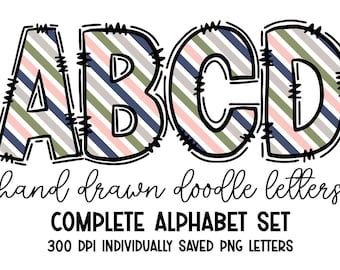 Doodle Alphabet PNG, Alphabet Letters PNG Bundle, Hand Drawn Doodles ...