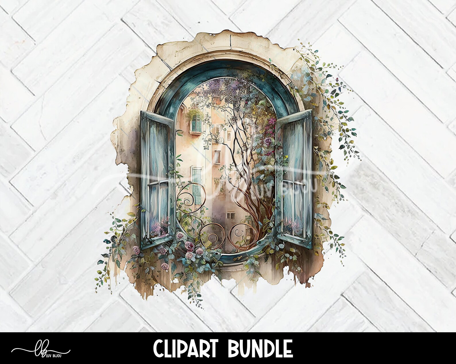 Floral Window Illustrations Windows With A View Watercolor - Etsy