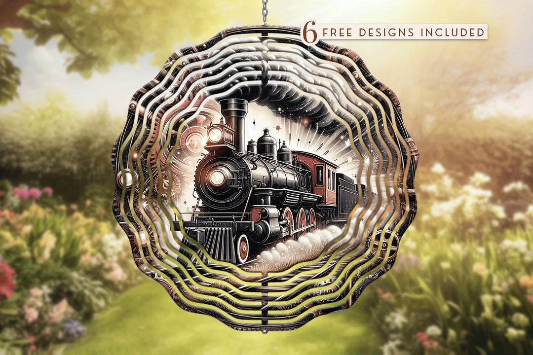 Train Wind Spinner PNG, Vintage Locomotive Wind Spinner Sublimation ...