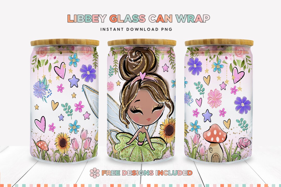 Magical Fairy 16 Oz Libbey Glass PNG, Fairy Libbey Can Wrap Sublimation ...