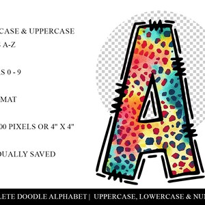Rainbow Leopard Doodle Letters: PNG Alphabet (digital Download) - Etsy