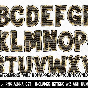 Black & Gold Honeycomb Doodle Alpha, PNG Alphabet Letters Bundle ...