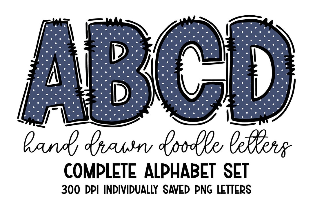 Polka Dot Doodle Alphabet PNG, Dotty Alphabet Letters PNG Bundle, Blue ...