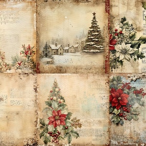 Vintage Watercolor Christmas Papers: Festive Scrapbook Paper (PNG ...
