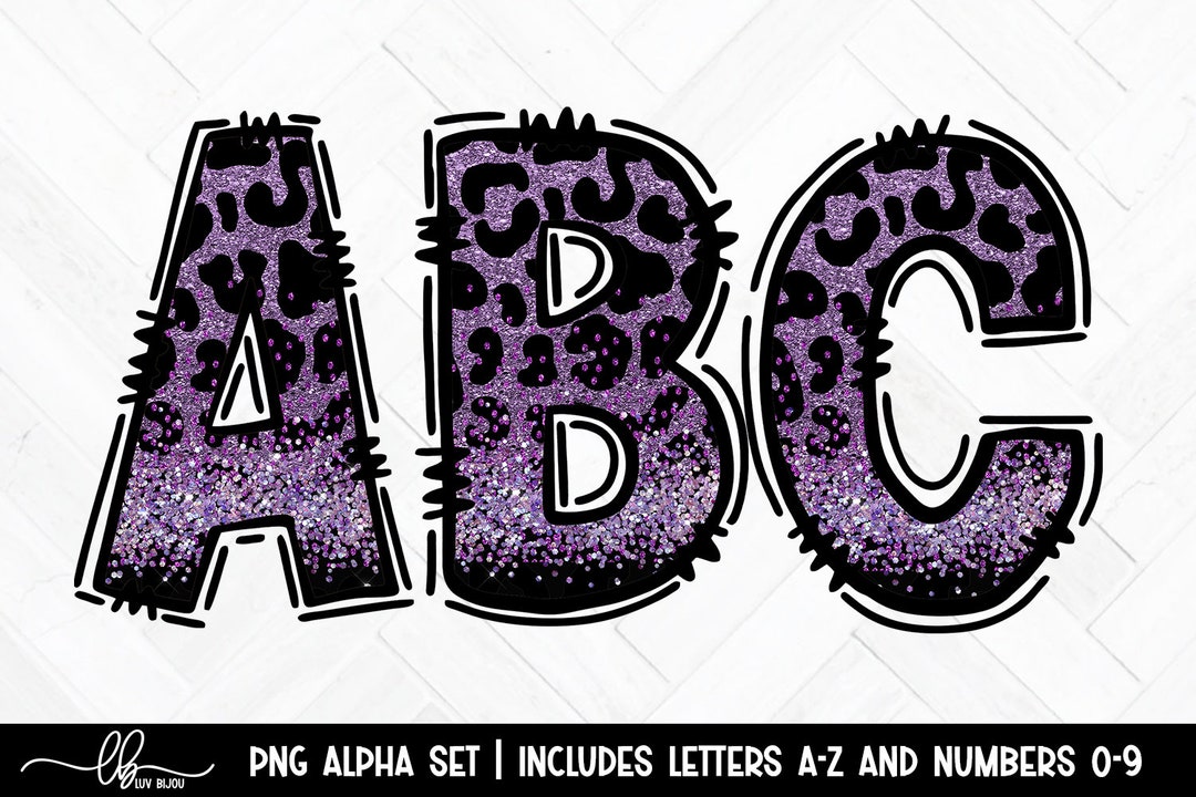 Leopard Print Purple Doodle Font: PNG Alphabet (digital Download) - Etsy