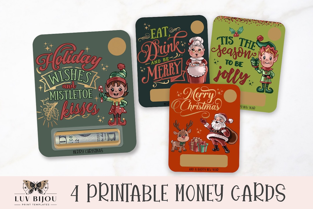 Cute Christmas Money Card Bundle, Christmas Cash Gift Card Holders ...