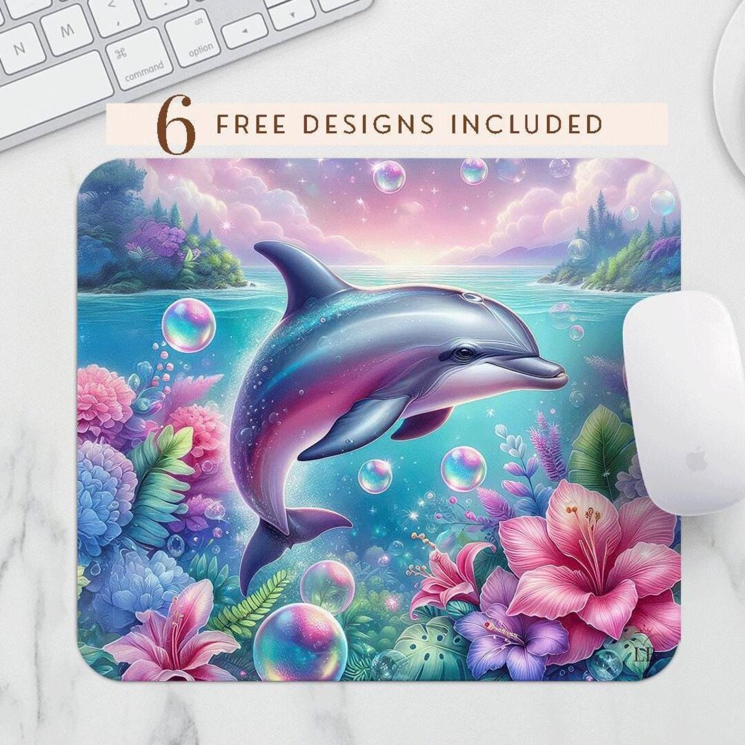 Dolphin Mouse Pad Sublimation Design: Ocean Theme PNG (digital File 9 ...