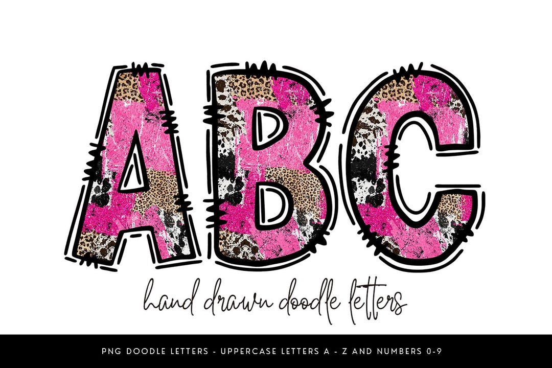 Pink Leopard Cowprint Alphabet PNG: Western Rodeo Letters (digital ...