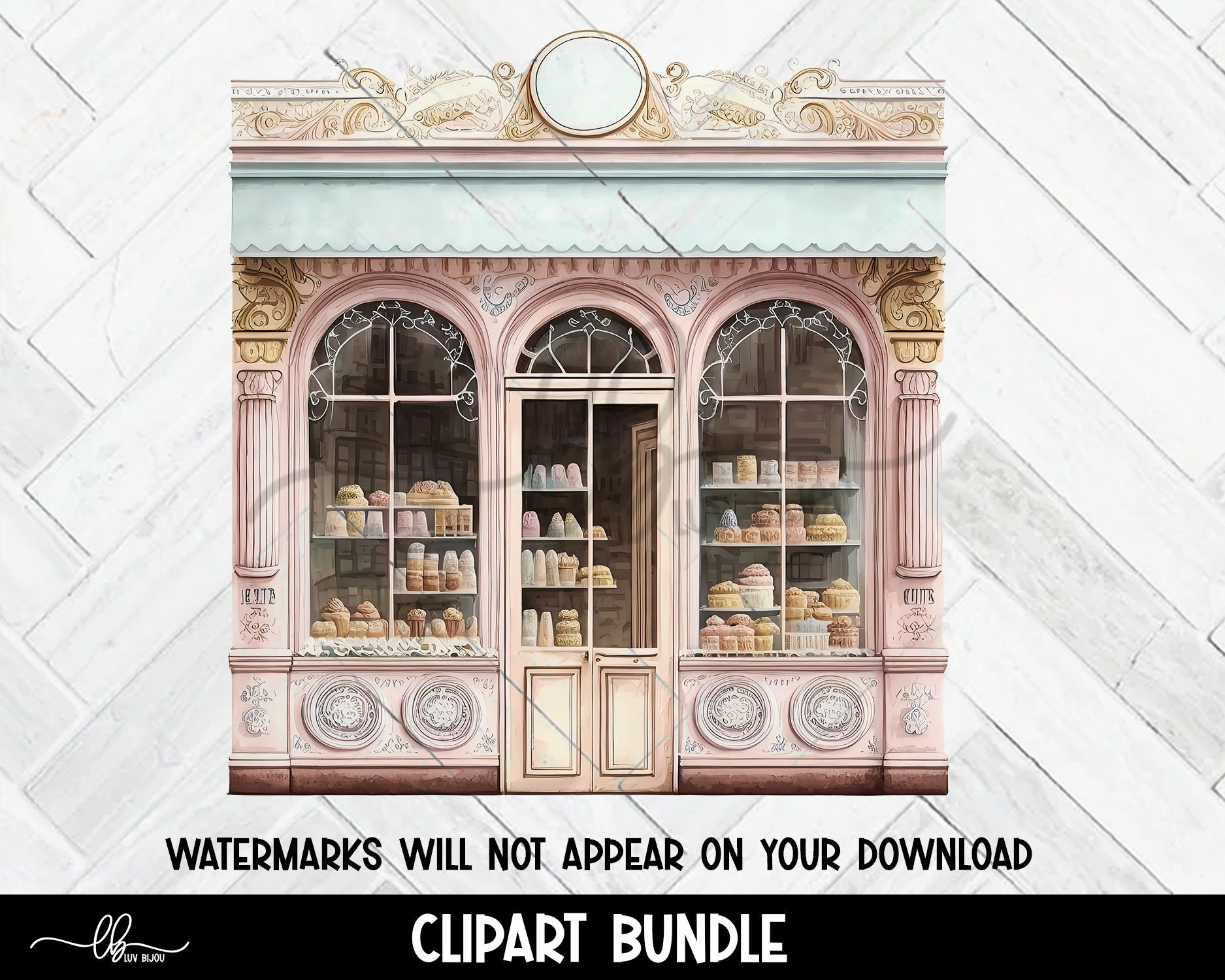 Watercolor Bakery Clipart Cute Baking Shop Clipart Food - Etsy