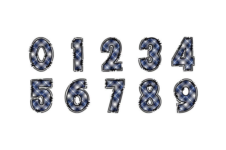 Blue Plaid Alphabet PNG Letters A to Z and Numbers 0 to 9 Buffalo Check ...