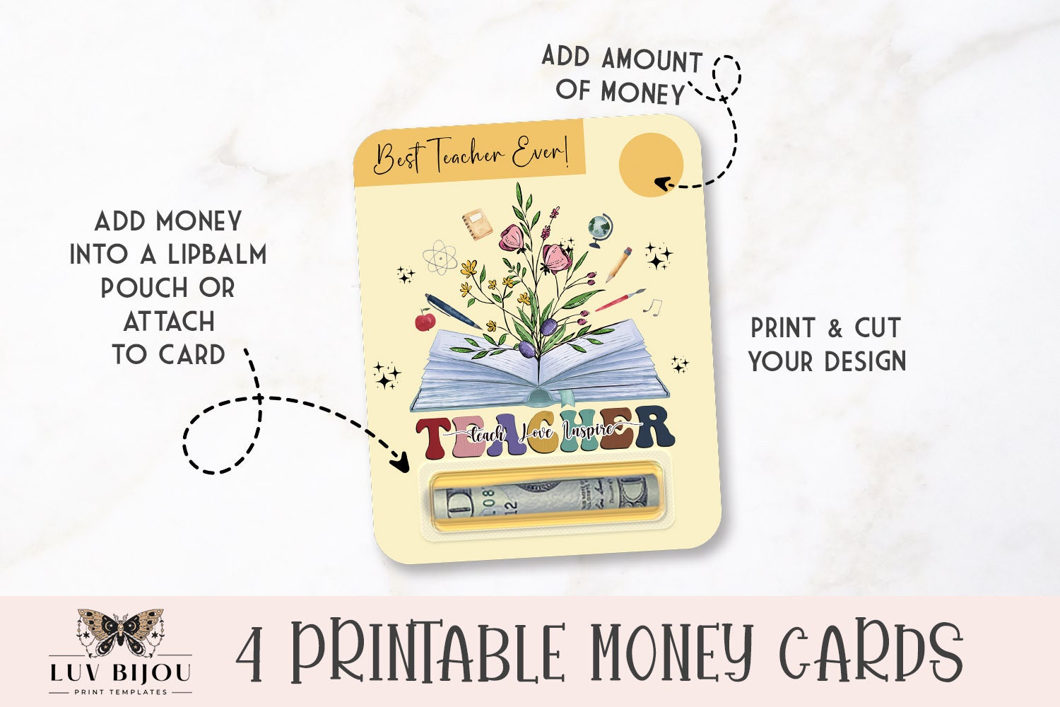 Teacher Printable Money Card Teacher Money Card Holders - Etsy Canada