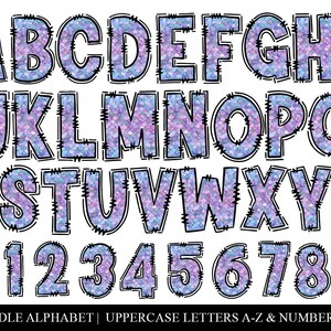 Under the Sea Mermaid Doodle Alpha - Hand Drawn PNG Letters for ...
