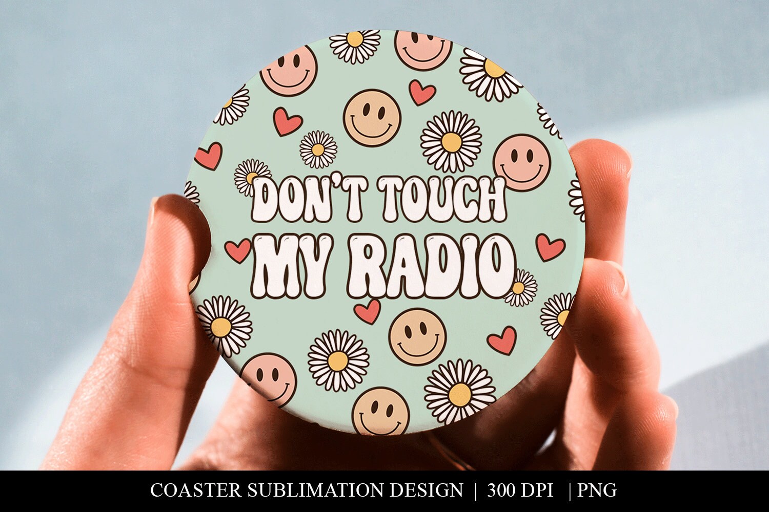 Funny 'don't Touch My Radio' Car Coaster: Retro Hippie Daisy Floral ...