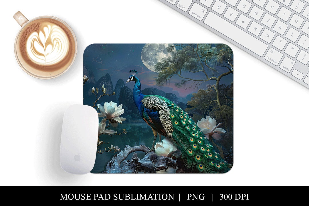 Peacock Mouse Pad Design, Digital Download, Desk Accessory, Sublimation ...