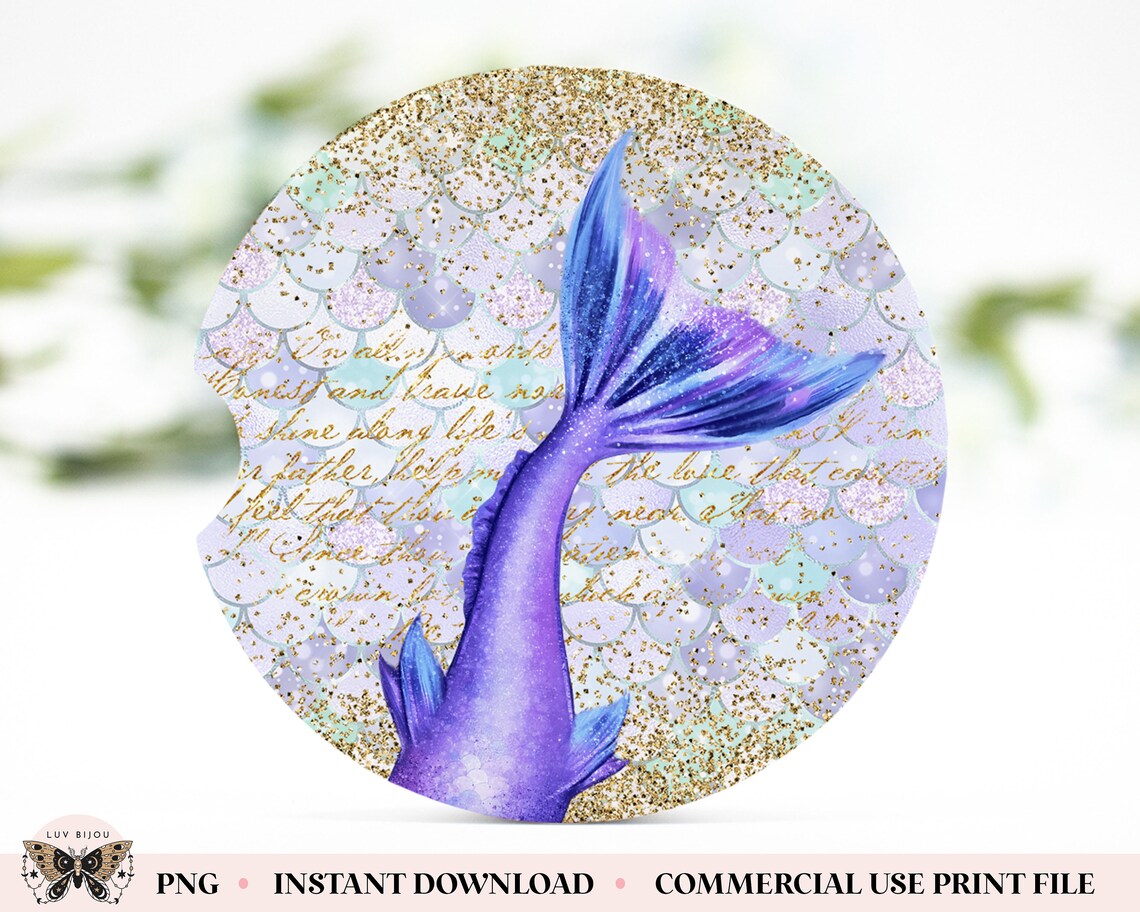 Mermaid Car Coaster PNG Mermaid Scales Sublimation Car - Etsy