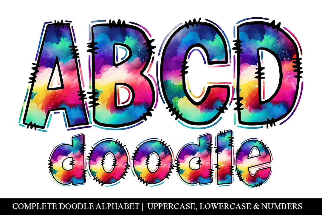 Doodle Letters Png, Individually Saved Alpha Pack, Sublimation Font Png ...