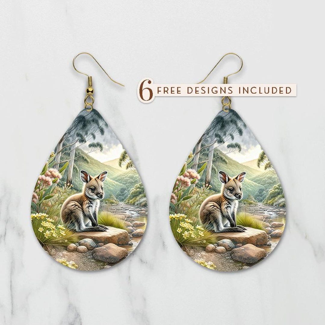 Wallaby Kangaroo Clipart: Australian Wildlife Earring Design (digital Download) - Etsy