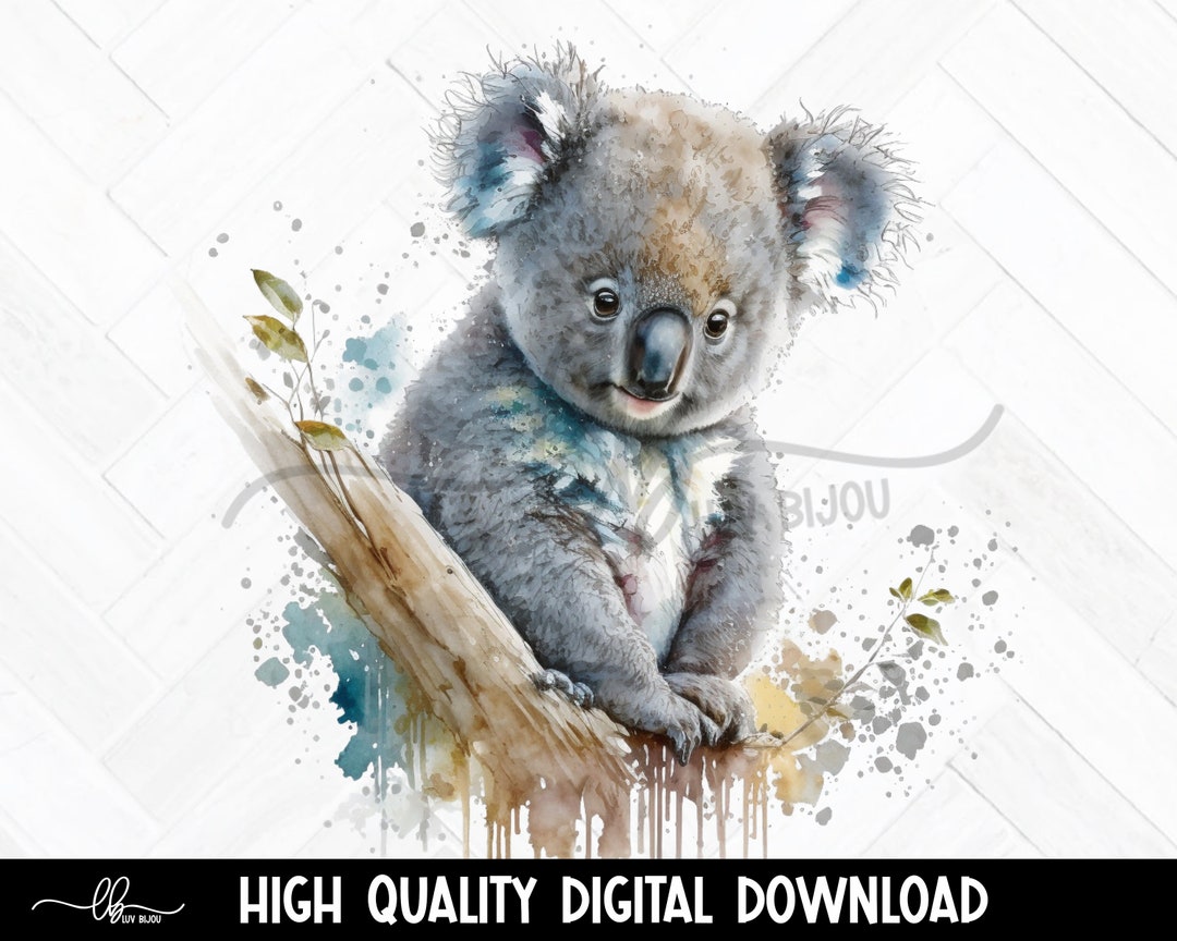 Watercolor Koala PNG, Koala Bear Sublimation Design, Cute Australian ...