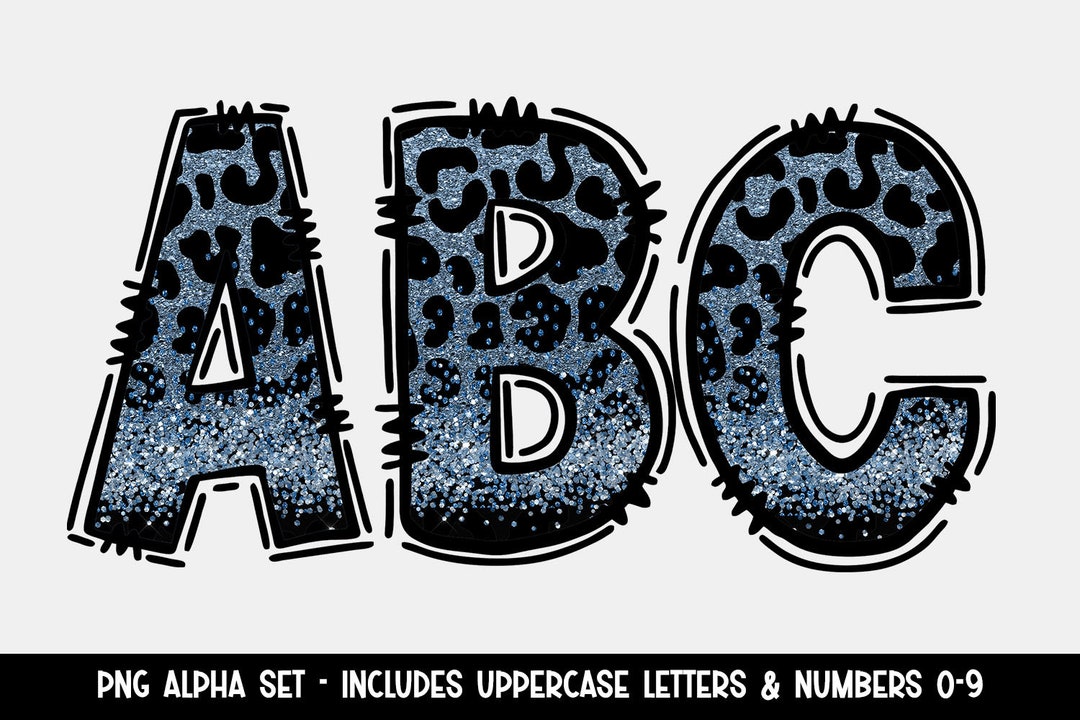 Blue Leopard Print Alphabet Doodle, Cheetah Sublimate Download, Leopard ...