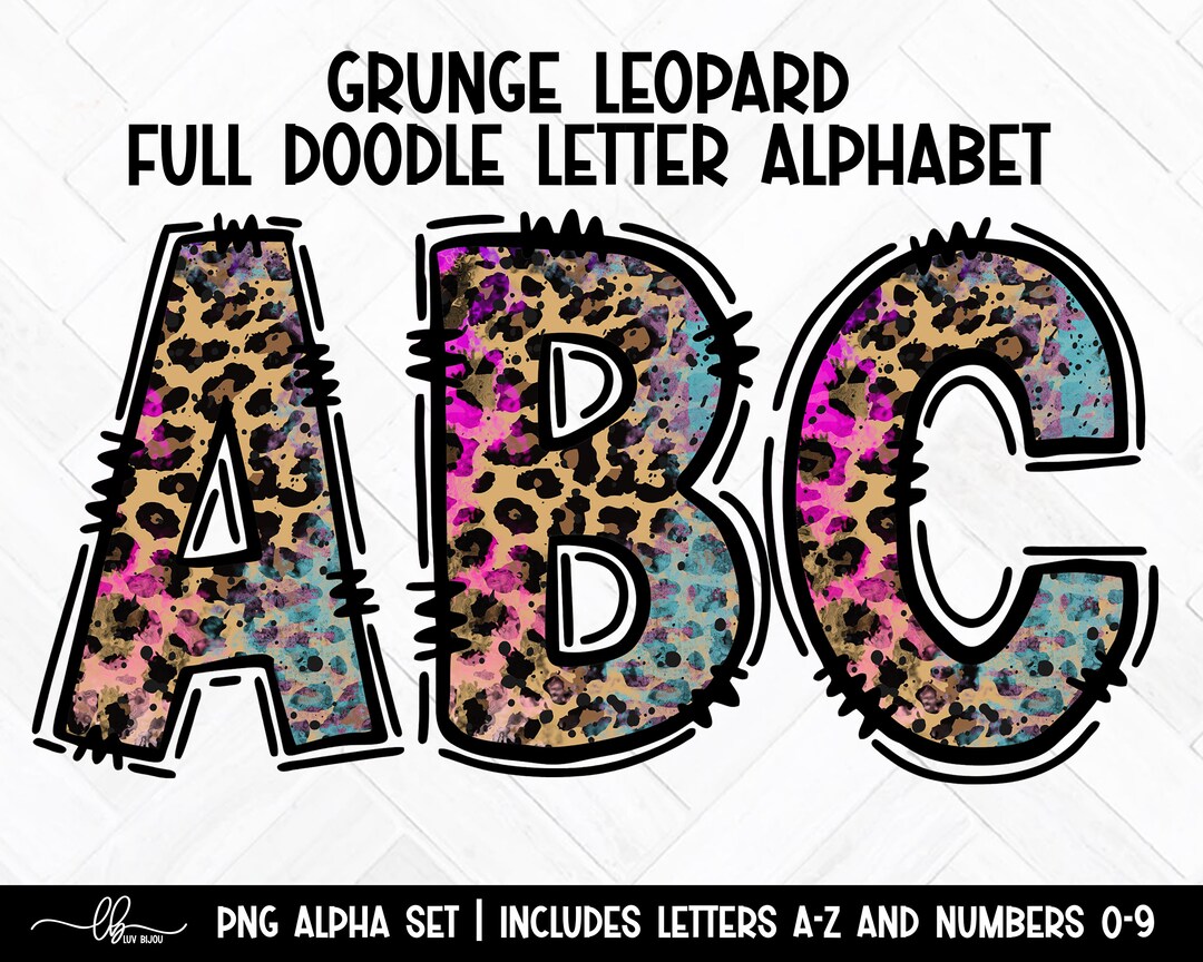 Cheetah Animal Print, Leopard Font Png, Neon Leopard Print Doodle ...