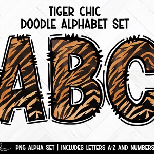 Tiger Sublimation Alphabet Png, Entire Uppercase Doodle Alphabet ...