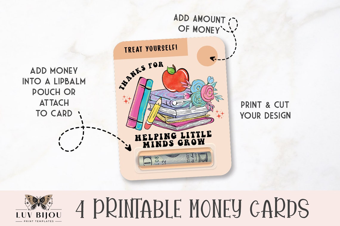 Printable Money Card Bundle Teacher Teacher Money Cards - Etsy