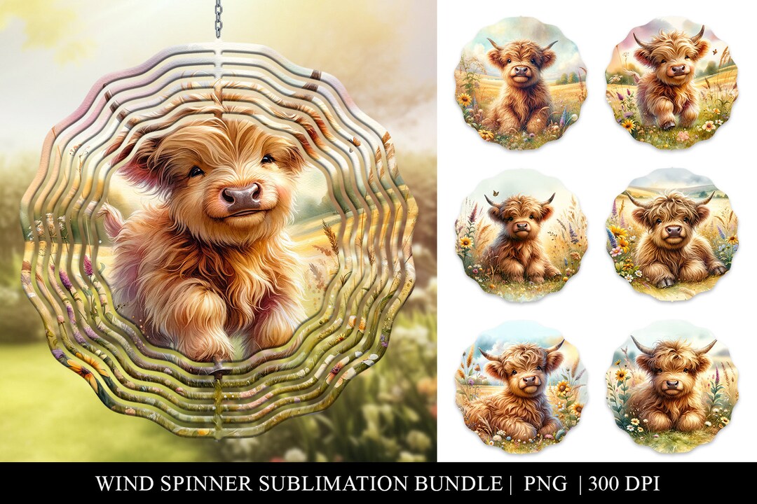 Highland Cow Wind Spinner, Rustic Farmhouse Decor, Outdoor Garden ...
