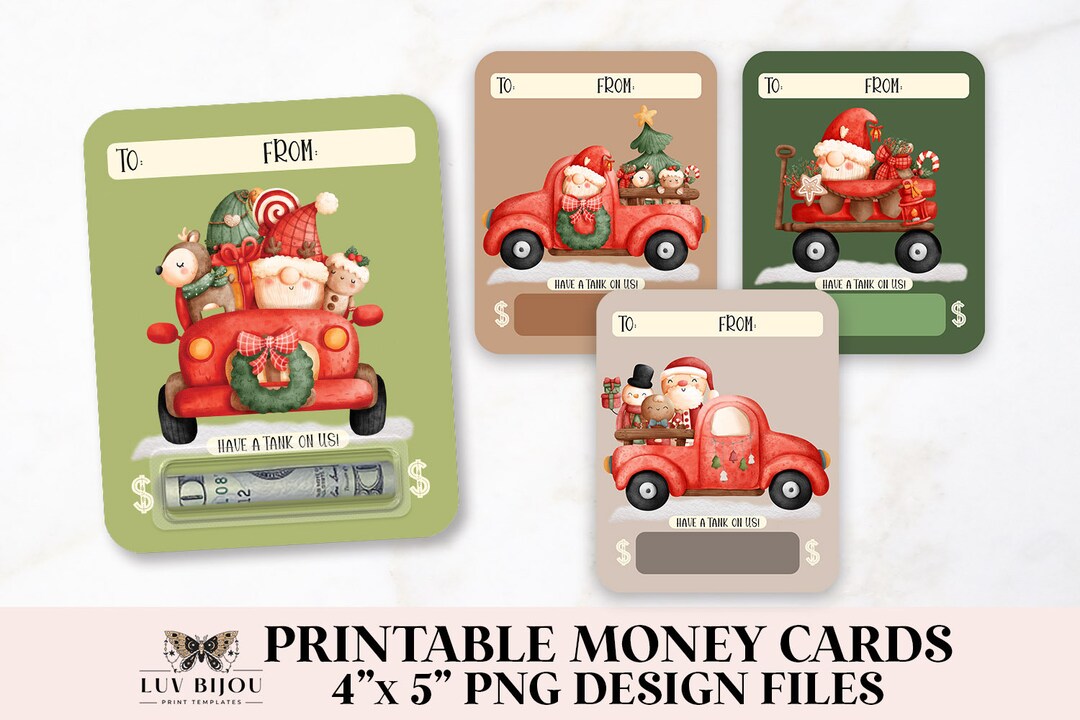 Printable Christmas Gas Money Card, PNG Bundle (digital Download) - Etsy