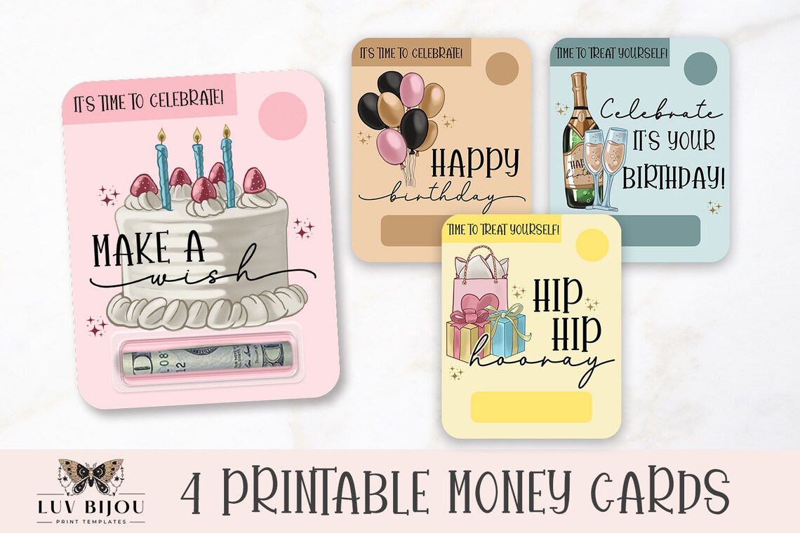 Happy Birthday Money Card Holders Printable Money Cards - Etsy