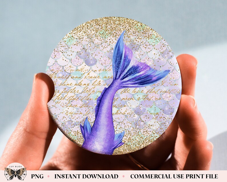 Mermaid Car Coaster PNG Mermaid Scales Sublimation Car - Etsy