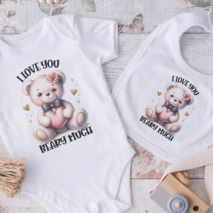 Charming 'I Love You Beary Much' Teddy Bear Clipart Cute Flower Bow Heart Illustration PNG ...