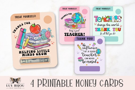 Printable Money Card Bundle Teacher Teacher Money Cards - Etsy